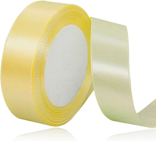 Light Yellow Satin Ribbon 1"inch Wide 25Yards Each Roll for Craft Gift ...