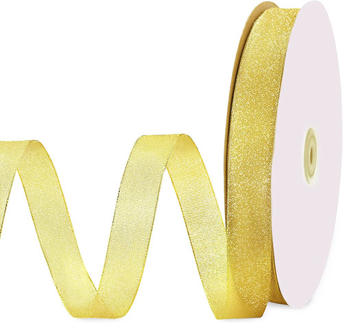 Gold Shiny Organza Sheer Ribbon 1"Wide 25Meters Metallic Glitter ...