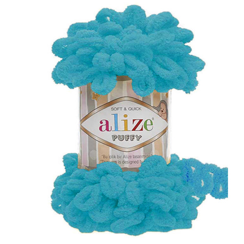 Alize Puffy Blue Color 16 Yarn Soft Micro-polyester Loop Yarn 100grm ...