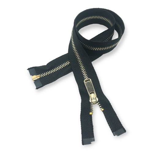 60CM Black Golden Slider Brass Separating Metal Zipper for Jacket ...