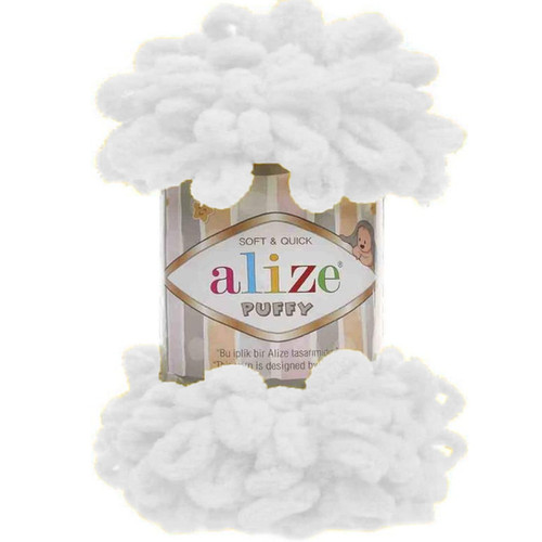 Alize Puffy White Yarn Soft Micro-polyester Loop Yarn 100grm for ...