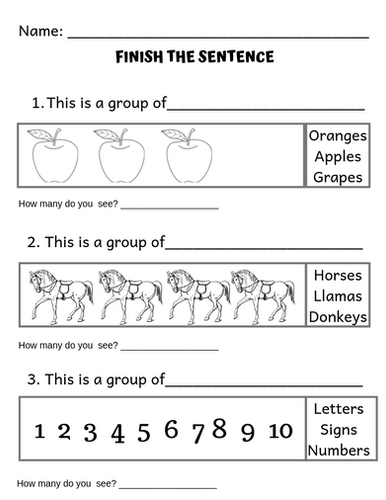 Count & Finish the Sentence | lifeandhomeschooling