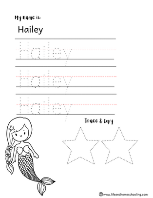 Free Name Tracing Practice Worksheet H Girl Names / LifeandHomeschooling