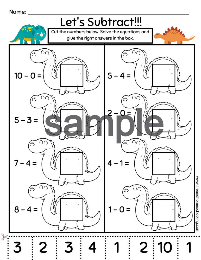 Kindergarten - 1st Grade Addition & Subtraction Printable Worksheet