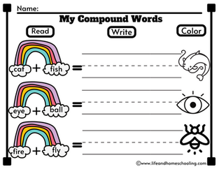Compound Words Printable Worksheets for Kindergarteners or 1st Graders
