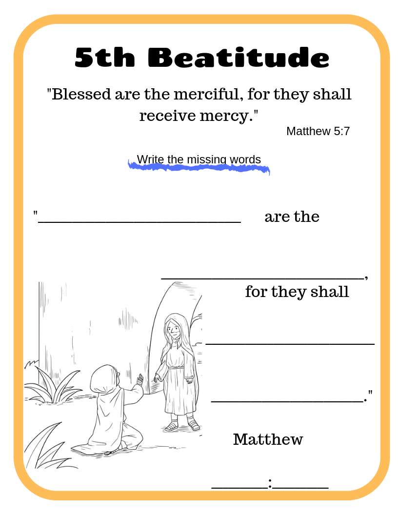 5th Beatitude verse printable | Sunday School