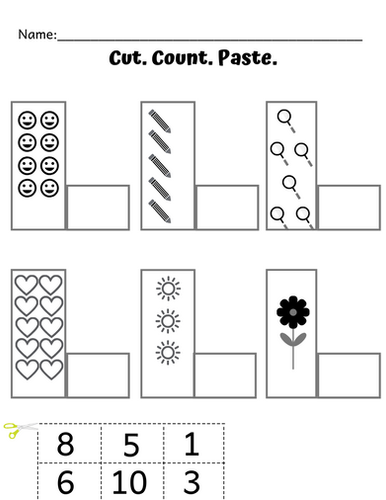 Preschool Cut, Count & Paste | lifeandhomeschooling