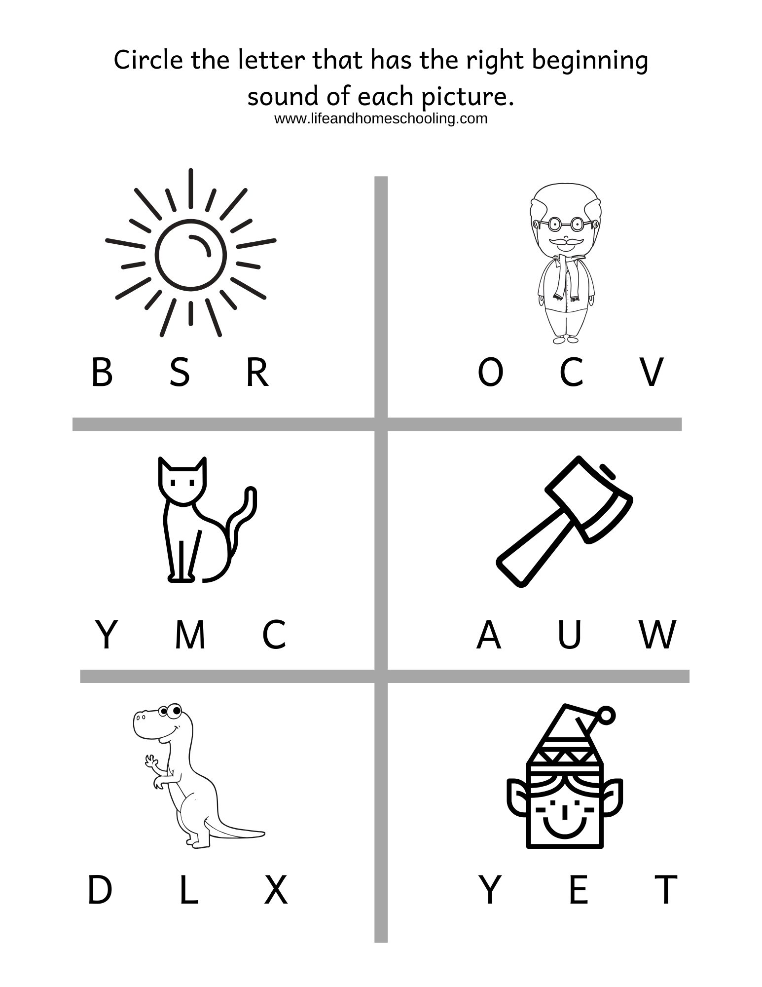 Beginning Sound Worksheet | Phonics