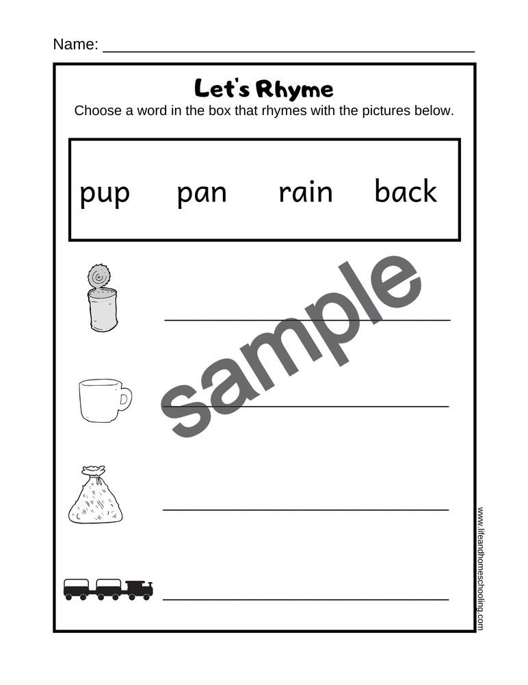 Free Rhyme / Rhyming Printable Activity Worksheet