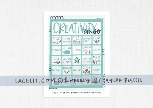 Creativity Bingo Game Sheet | Printable Download | Lacelit Studio ...