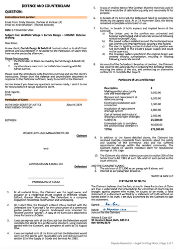 SQE2 Dispute Resolution Legal Drafting Mock Questions and Answers 2025 ...