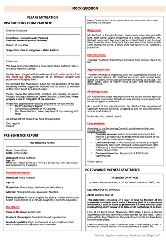 SQE2 Criminal Litigation Advocacy Mock Questions and Answers 2025 ...