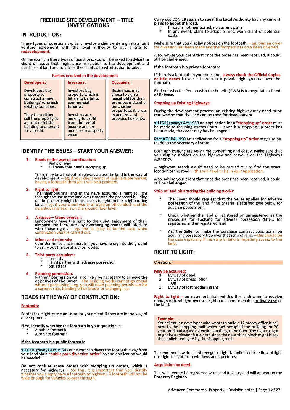 LPC Notes | SQE Notes | Law Tutoring | Brigitte's Notes