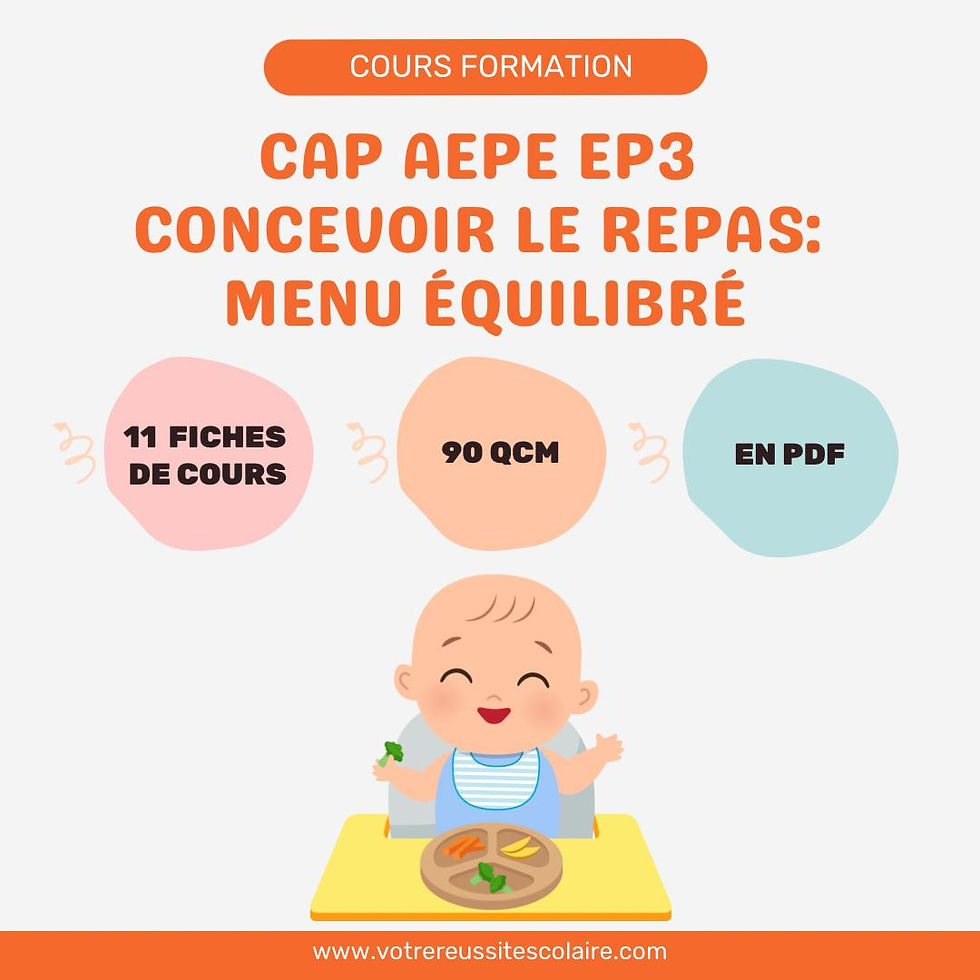 Formation EP3 : Concevoir les repas MENU CAP AEPE | V. Réussite Scolaire