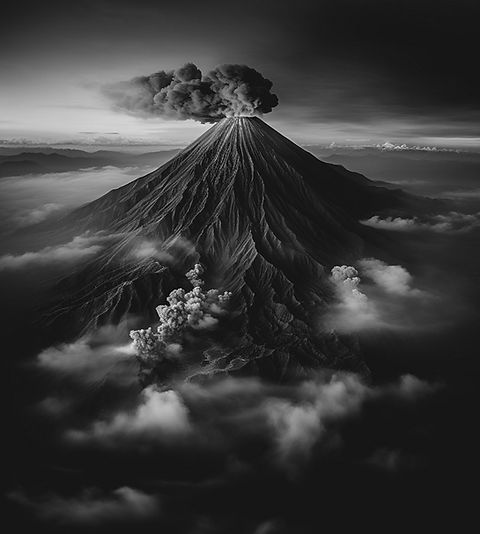 Volcano Black And White Wallpaper