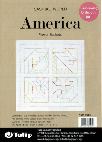 Sashiko World Embroidery Kit - Flower Baskets | On The Bias Designs
