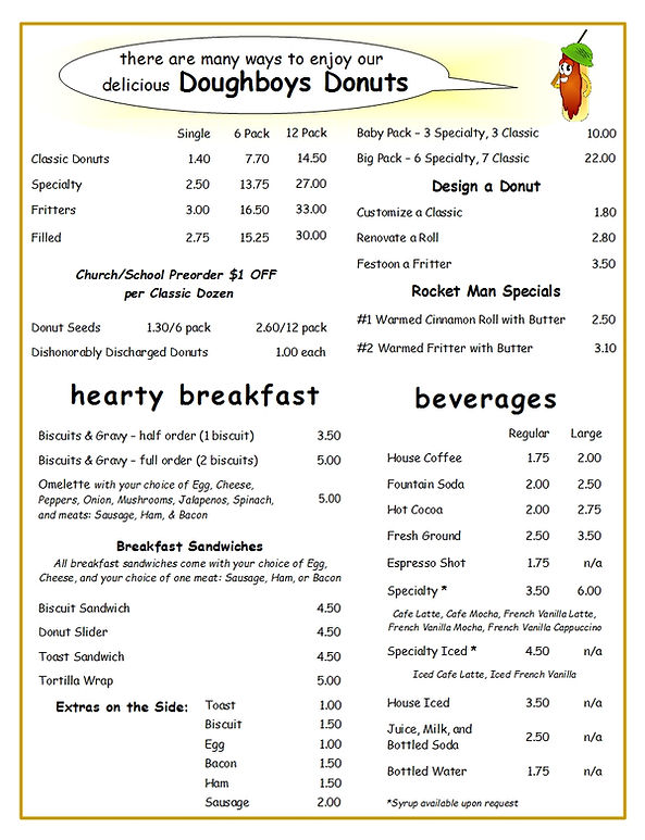 Menu l Donuts & Breakfast l Doughboys Donuts