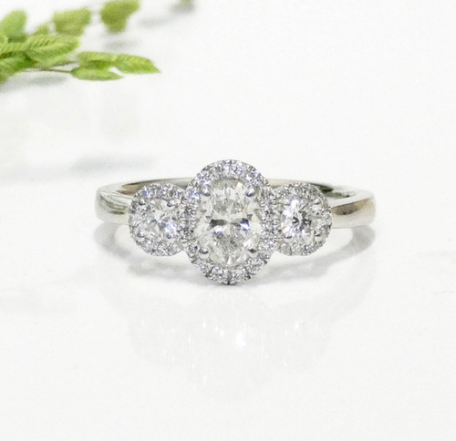 Oval Cut Three Stone Cluster Diamond Ring | Robin Adair Jeweller