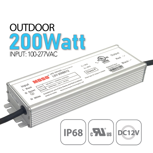 MOSO Power 12VDC 200Watt LED Power Supply 100-277VAC | Elite LED