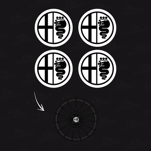 4Pcs ALFA ROMEO LOGO - STICKERS FOR CENTER CAPS | ST1CKERSGT