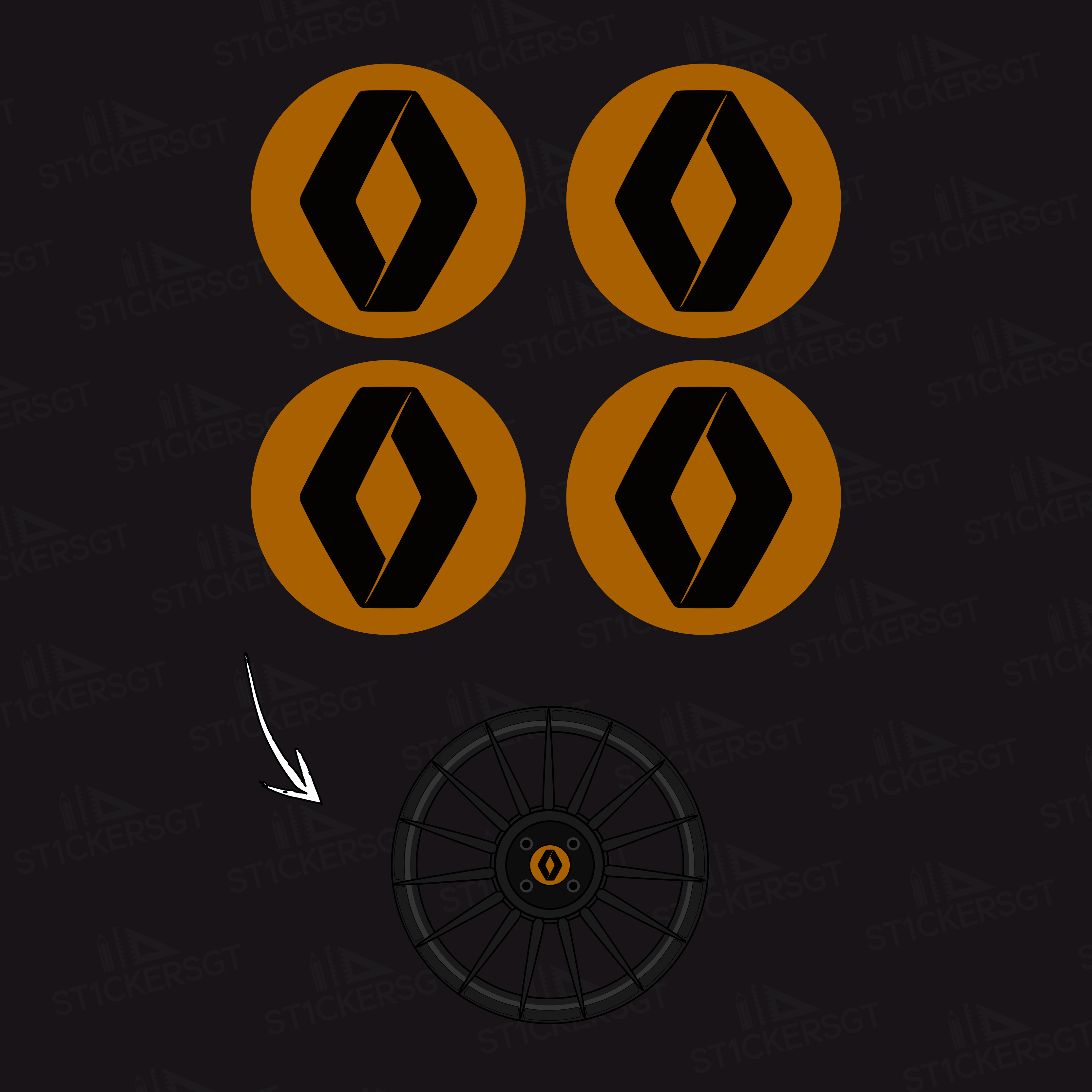 4Pcs RENAULT LOGO - STICKERS FOR CENTER CAPS | ST1CKERSGT
