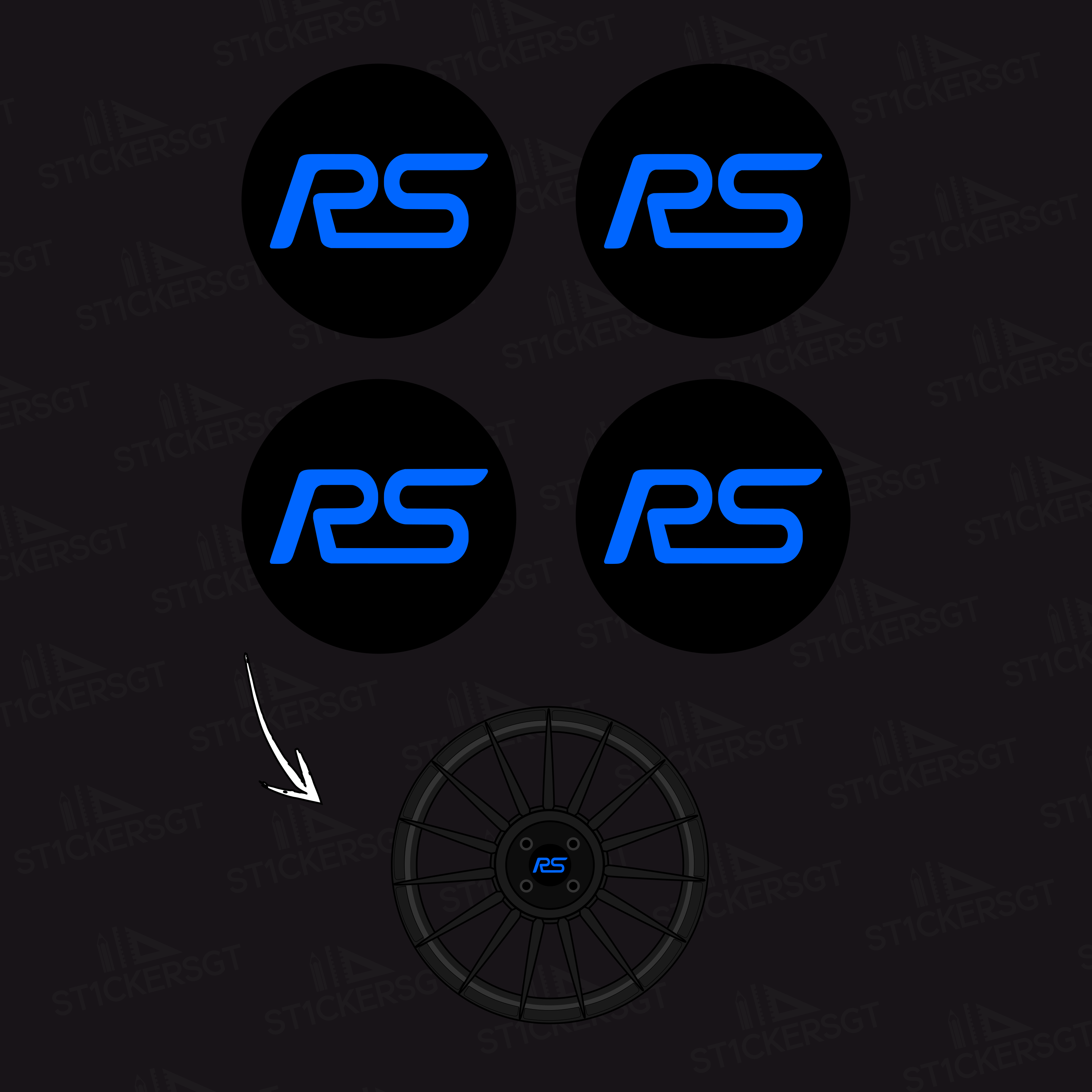 4Pcs RS LOGO - STICKERS FOR CENTER CAPS | ST1CKERSGT