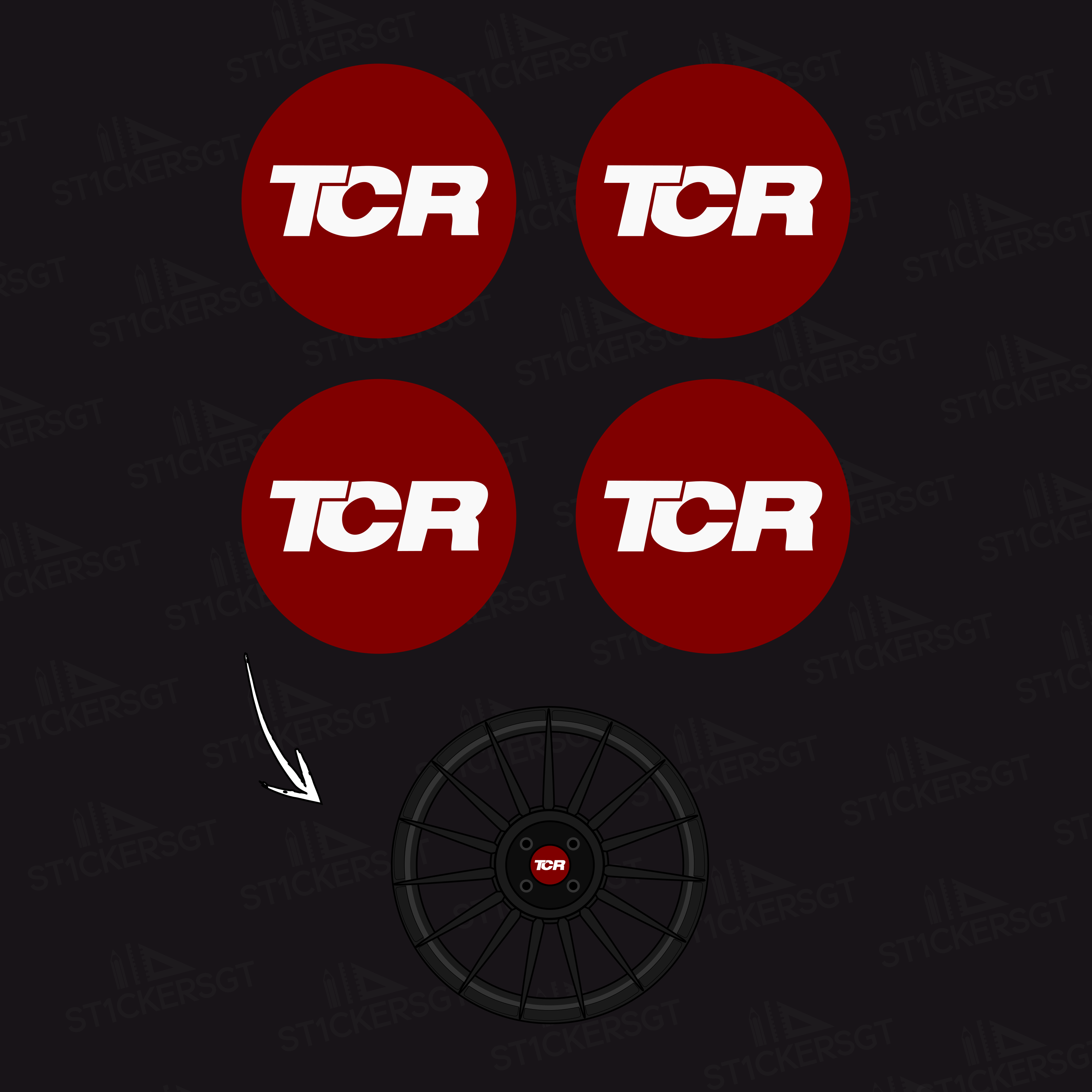4Pcs TCR LOGO - STICKERS FOR CENTER CAPS | ST1CKERSGT