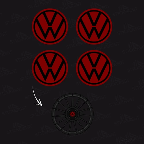 4Pcs "New Version" VW LOGO - STICKERS FOR CENTER CAPS | ST1CKERSGT