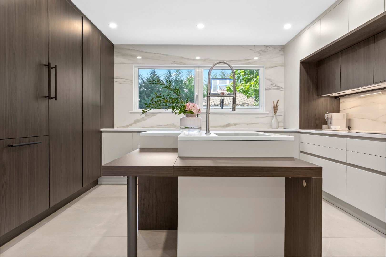 Modern Black Walnut & Light Beige Kitchen Remodeling in Woodmere