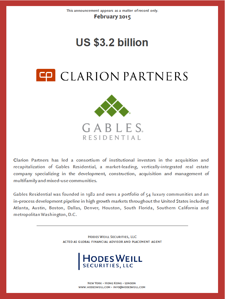 Clarion Partners has closed the $3.2 billion acquisition and ...