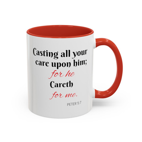 CAST ALL ON JESUS Accent Coffee Mug, 11oz | Blessed Threads