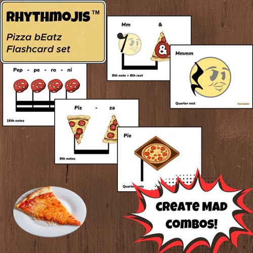 RHYTHMOJIS™ flashcards / Pizza bEatz set | Food Beatz