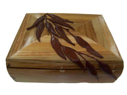 Utility Box in Pine with Leaf Intarsia | Johns Creations 1