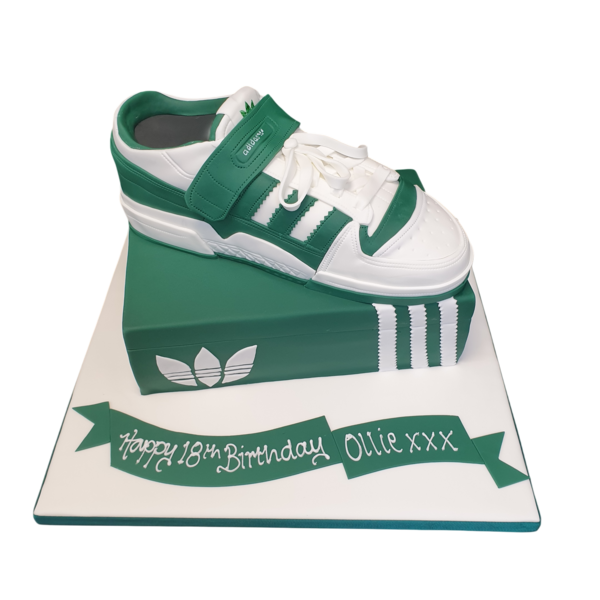 Sneaker Lover's Birthday Cake: Adidas Box with Green and White Trainer ...