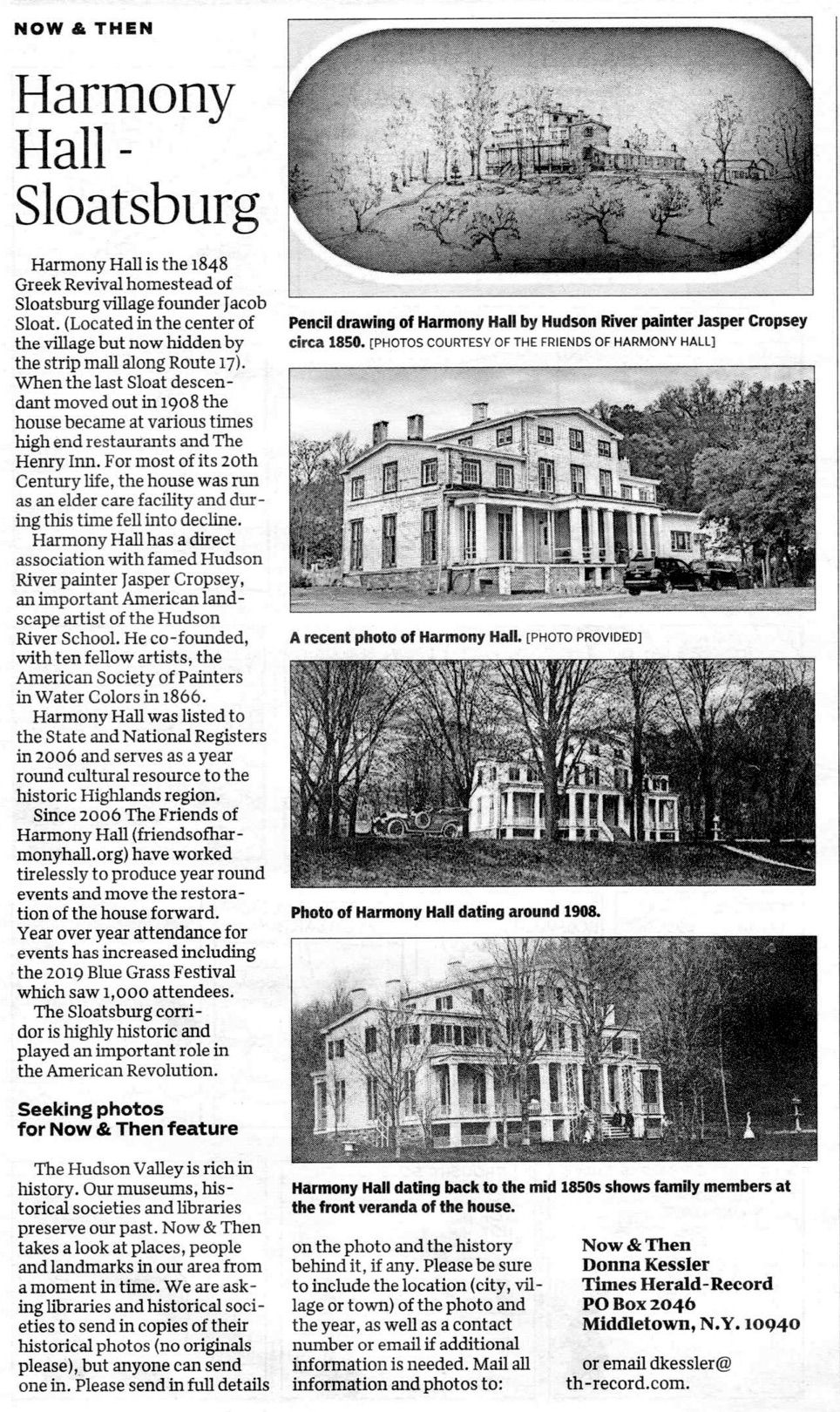 Harmony Hall - Jacob Sloat House featured in the Times Herald Record ...