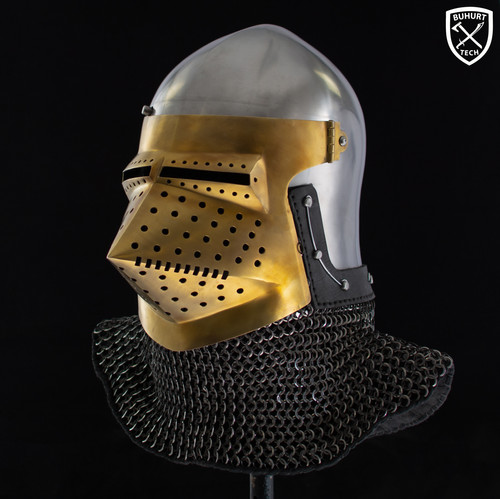 Helmet Hunsgugel Marigny with brassed visor | BuhurtTech