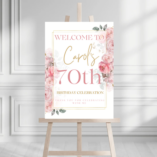 Personalised Pink Peony Welcome Sign | WeddingsUnderOneRoof