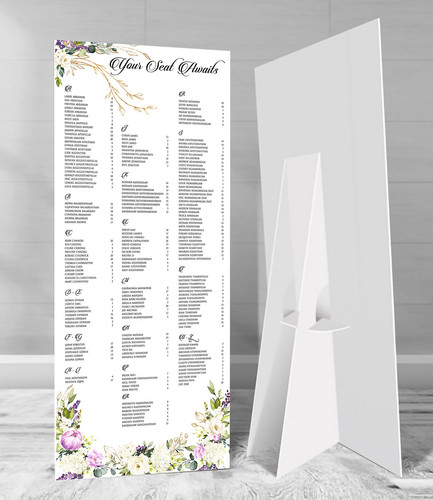 Large Seating Charts, Elegant Floral Extra Large Wedding Seating Chart ...