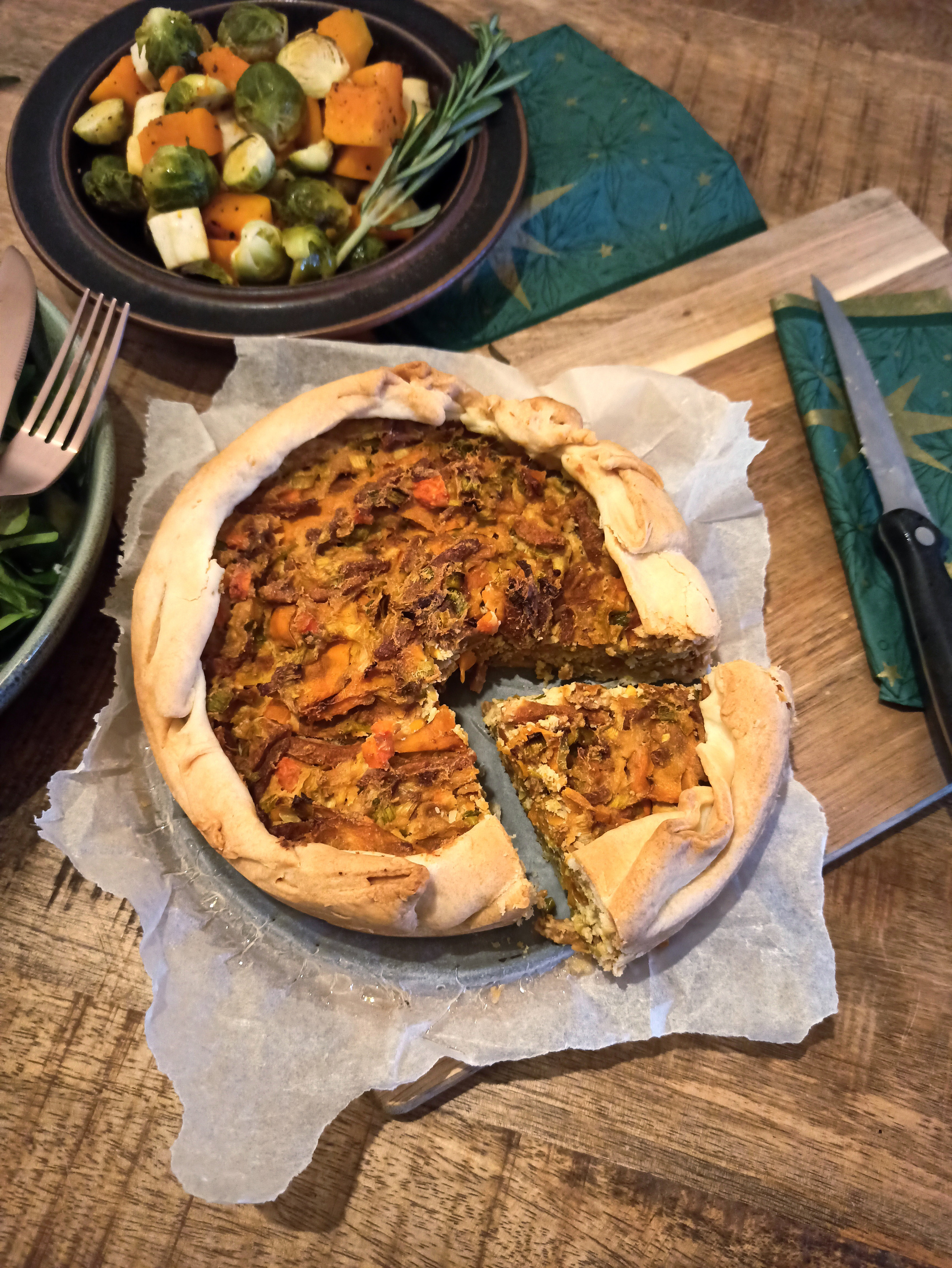 Kerst hoofdgerecht: Vegan quiche met gerookte wortel