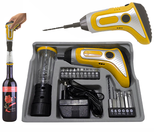 18pc 3.6V Rechargeable Power Screwdriver with Driver Bit Set and Wine ...