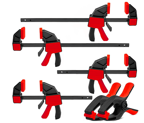 6pc 6, 12" Bar Spreader Clamps and 6" Spring Clamps for Woodworking and ...