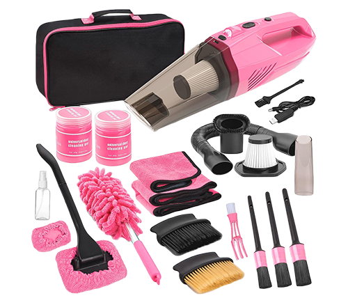 15pc Pink Car Cleaning & Interior Detailing Tool Kit Set with Cordless ...