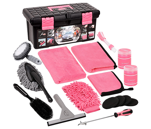 17pc Pink Car Cleaning & Interior Detailing Tool Kit Set with Tire ...