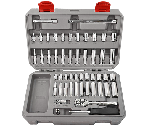 50pc 1/4" Drive Regular and Deep Socket Set including Ratcheting and ...