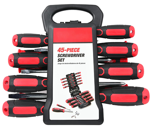 45pc Full-Length and Precision Screwdriver Set with Sockets and Driver Bits