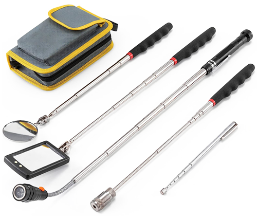 5pc Magnetic Pickup, Inspection Mirrors and LED Flashlight Tool Set