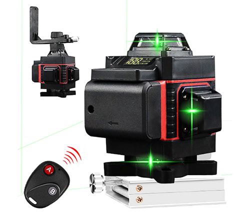 66ft Power Rechargeable 4x360Deg Self-Levelling Laser Line Level with ...
