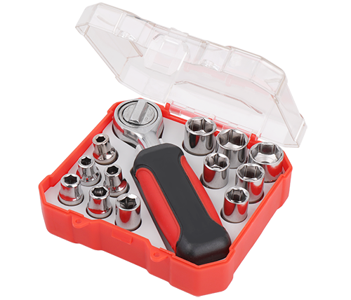 13pc 1/4" Drive Metric Socket Set including Ratcheting Wrench Handle