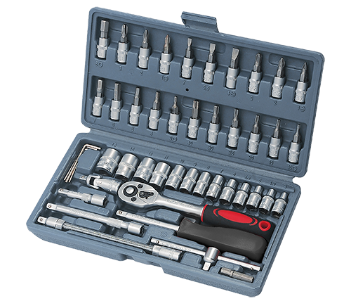 46pc Screw Bit Sockets and Metric Sockets Set including Ratcheting ...