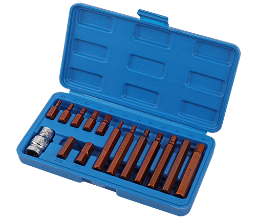 15pc S2 Steel Hex Driver Bits and 1/2" Drive Socket Bit Adaptor